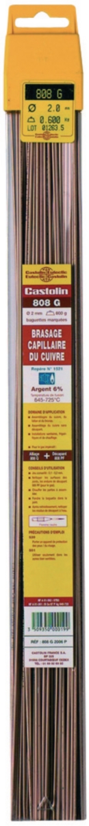 Baguette de brasage - 808G - Brasage du cuivre - Argent 6%