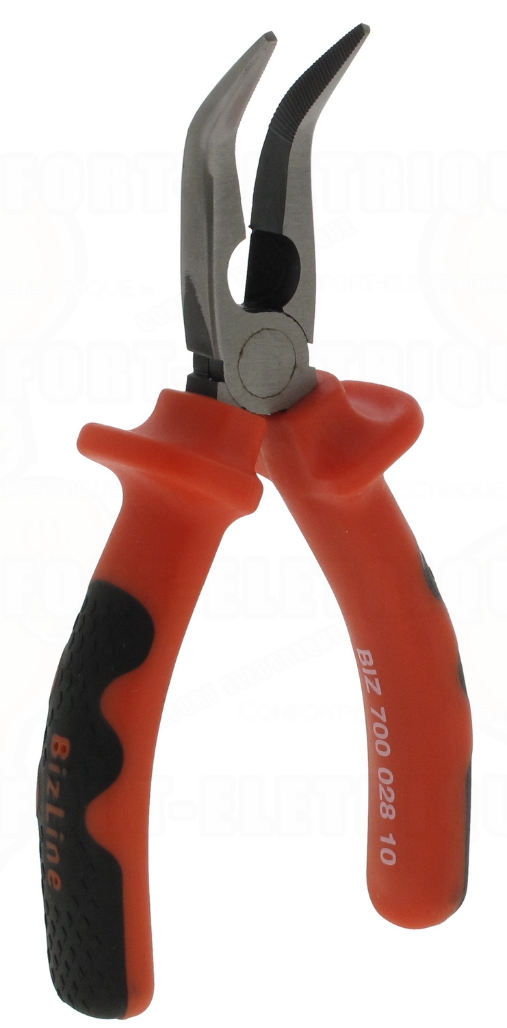 Pince à becs longs demi-rond coudés isolée 1000V longueur 16..