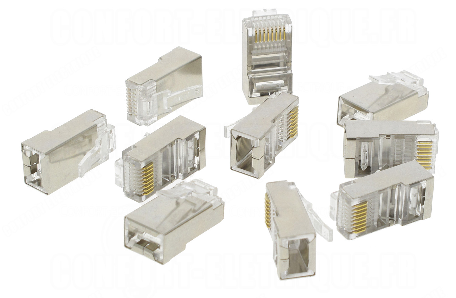 Boite de 10 Connecteurs RJ 45 catégories 5 STP 8 contacts