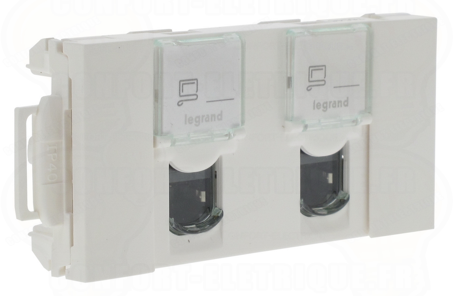 Prise 2xRJ45 cat.6FTP pour goulotte à clippage 3M Legrand Mo..