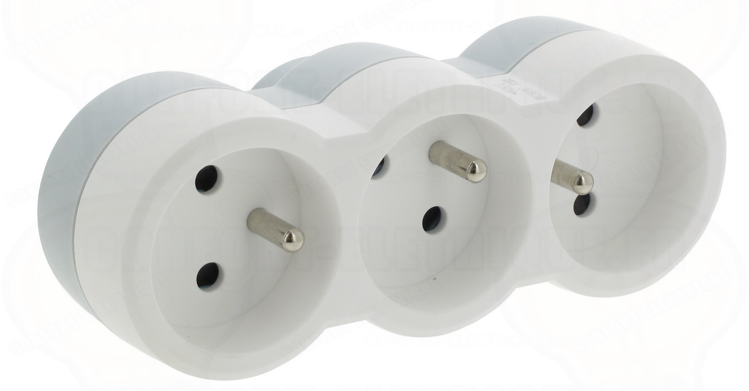 Fiche multiprise 2P+T 3 sorties 2P+T - 6,10€