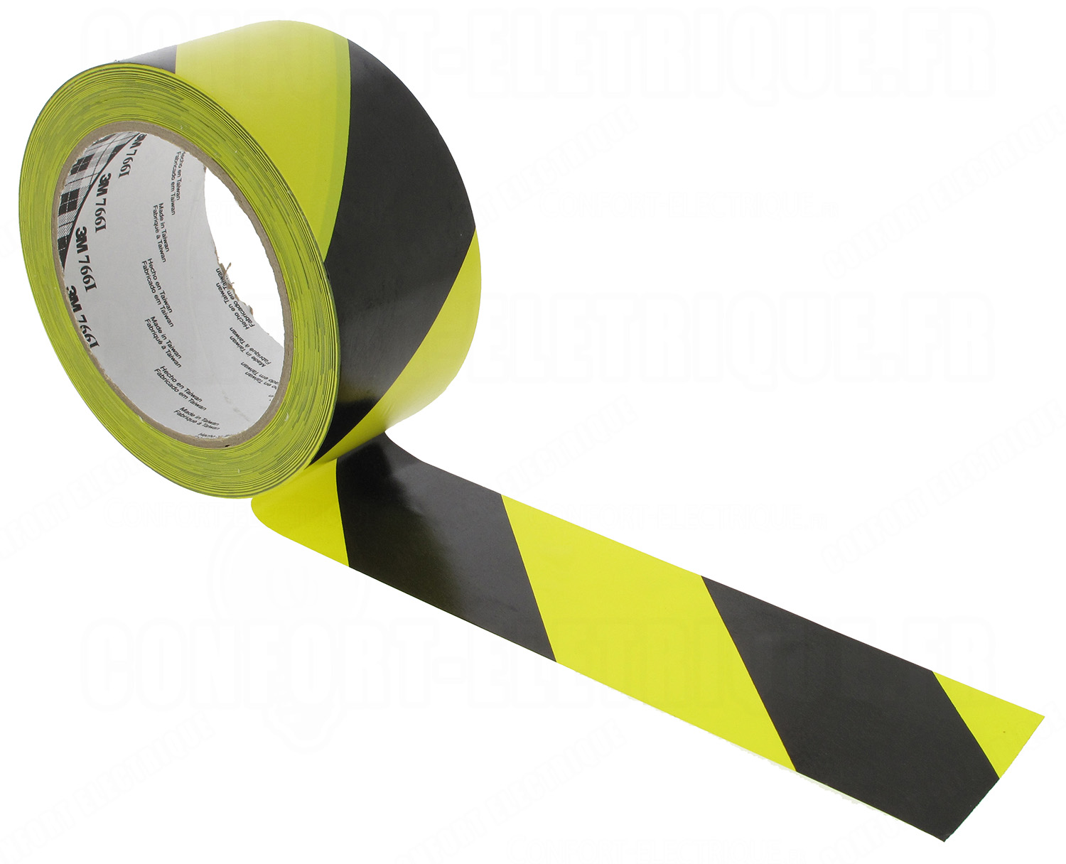 Scotch vinyle 3M 764I Jaune et Noir largeur 50 mm - 12,96€