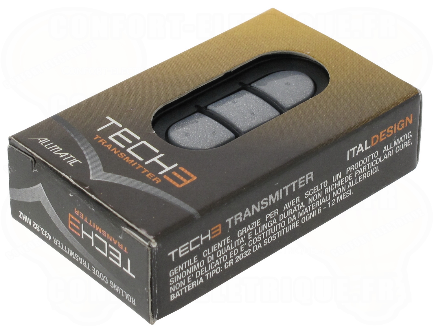 Télécommande Allmatic TECH3 fréquence 433 Mhz 3 canaux - 39,..