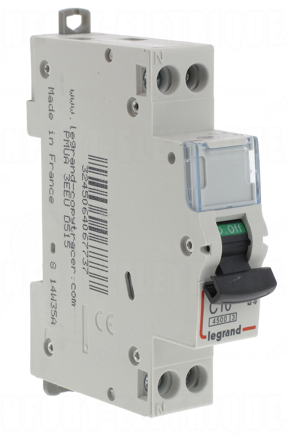 Disjoncteur 10A 4.5kA courbe C phase neutre Legrand DNX3 à v..