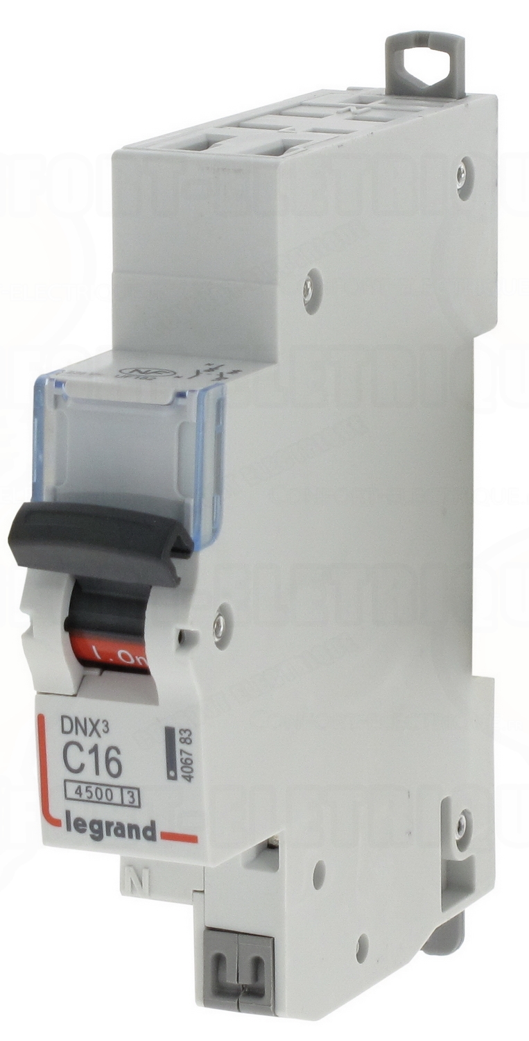 Disjoncteur 16A 4.5kA courbe C phase neutre Legrand DNX3 aut..