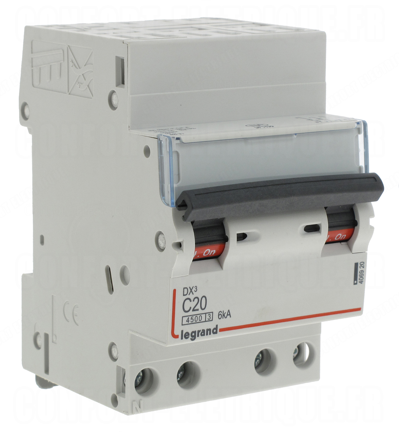 Disjoncteur 20A 6kA courbe C tétrapolaire Legrand DX3 auto