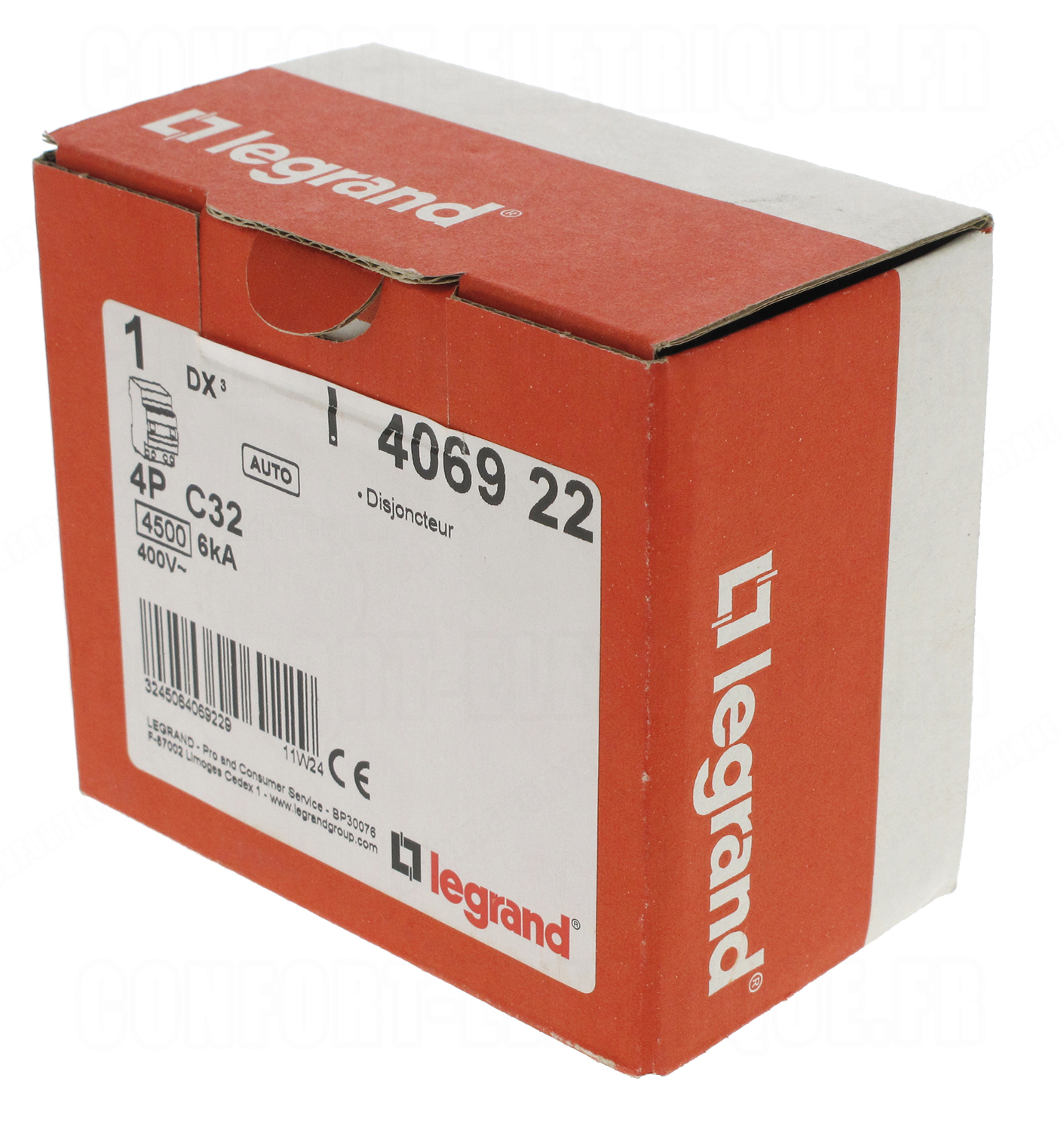 Disjoncteur 32A 6kA courbe C tétrapolaire Legrand DX3 auto