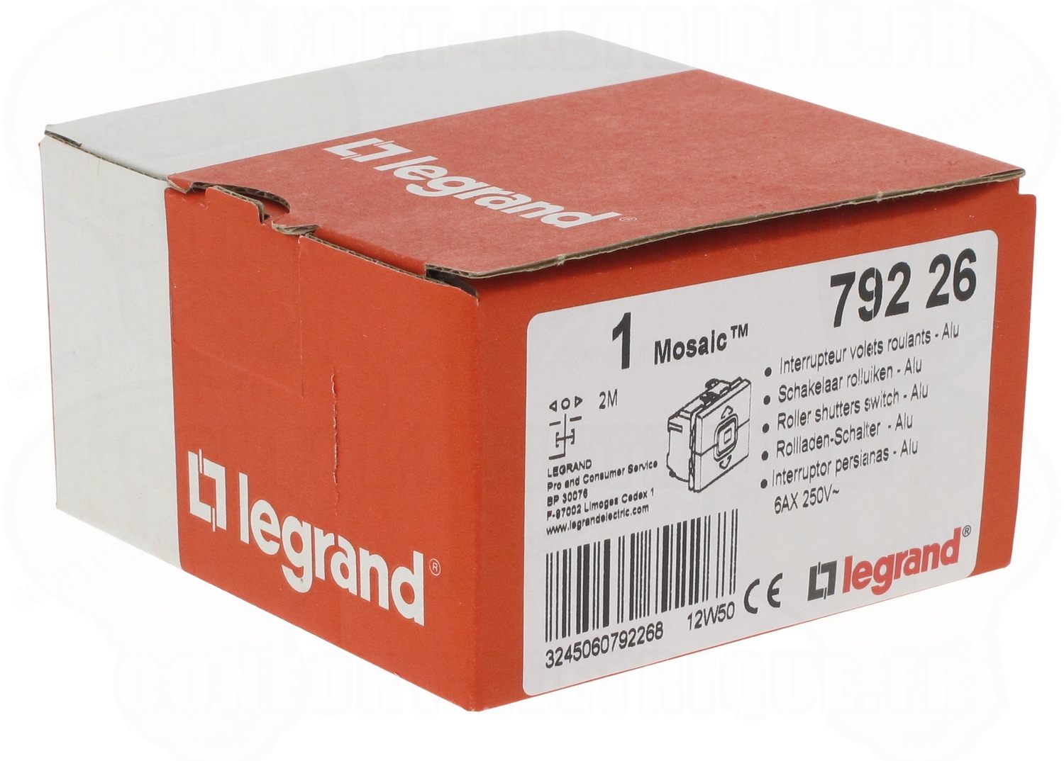 Interrupteur volets roulants aluminium Legrand Mosaic - 55,2..