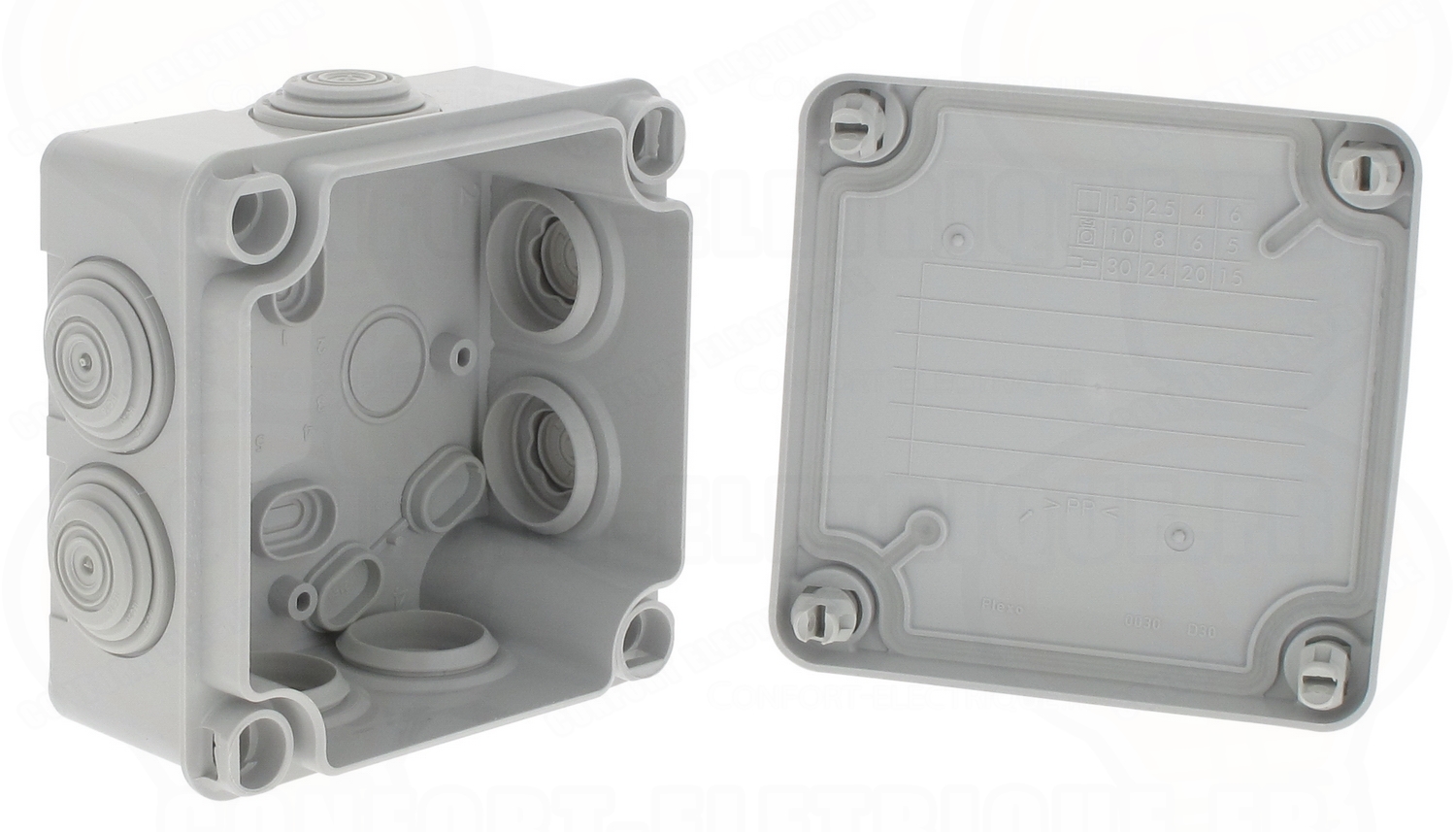 Boite de dérivation étanche 100 x 100 x 55 mm Legrand Plexo