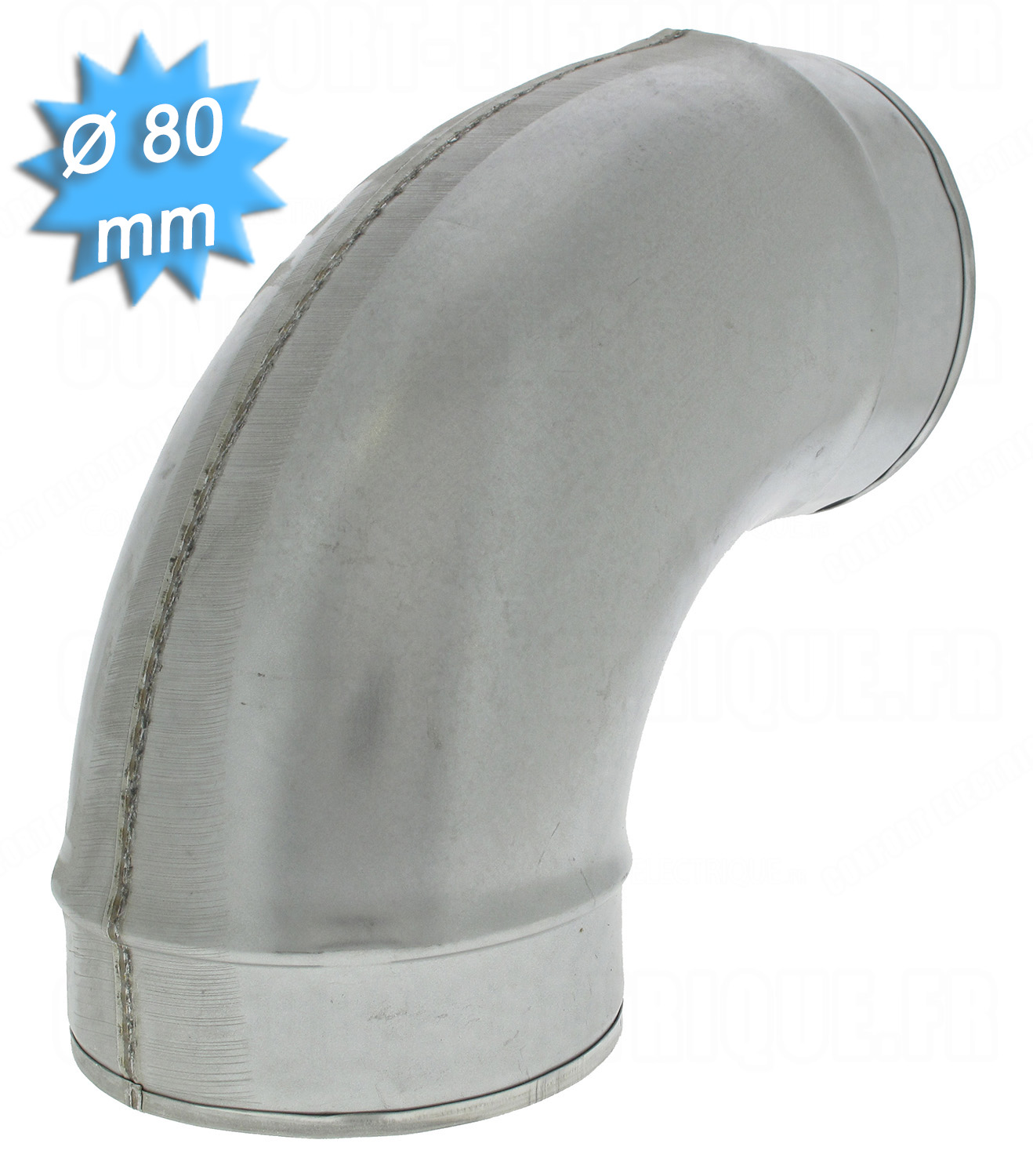 Coude à 90 degrés diamètre 80 mm en acier galvanisé - 14,63€..