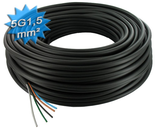 Cable électrique - Rigide - R2V - 5G1.5 mm² - Couronne de 50..